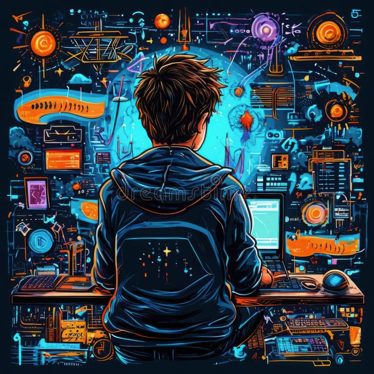 Tech Worker Illustration stock illustration. Illustration of creative ...