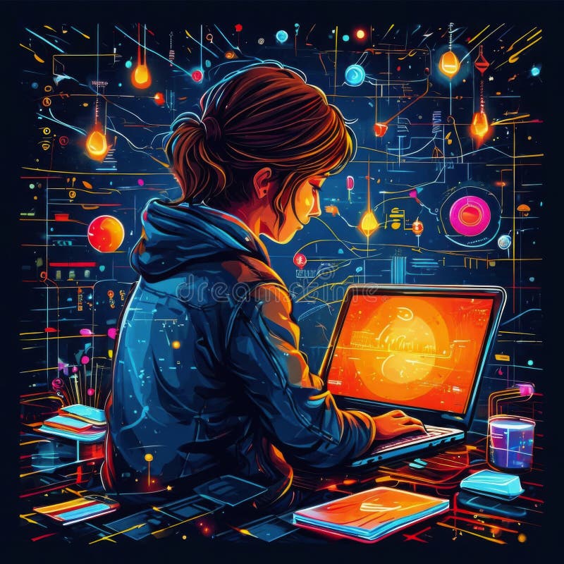 Tech Worker Illustration stock illustration. Illustration of modern ...