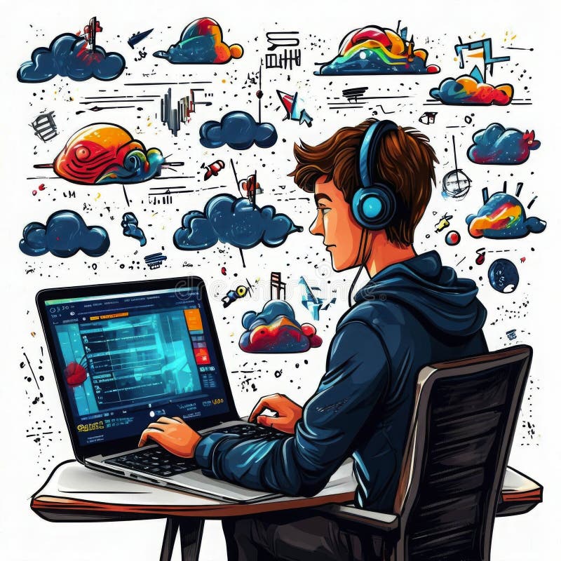 Tech Worker Illustration stock illustration. Illustration of imagery ...