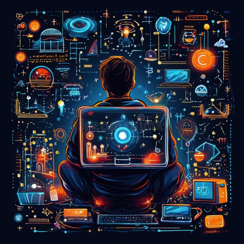 Tech Worker Illustration stock illustration. Illustration of ...