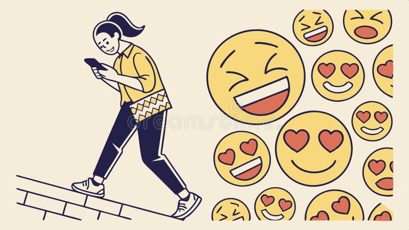 Person Using Phone with Emojis, Mobile Messaging Vector Design ...