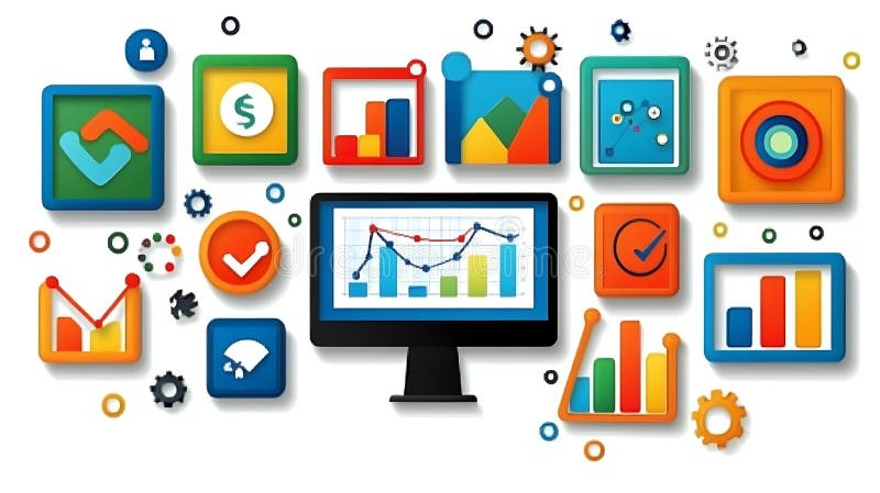 A Vector Illustration of a Person Working at a Standing Desk, Using a ...