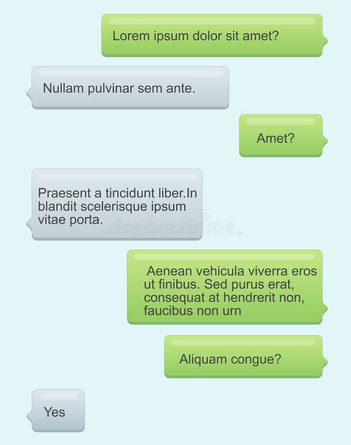 Vector Illustration of Phone Chat Bubbles. Sms Messages with Text on ...