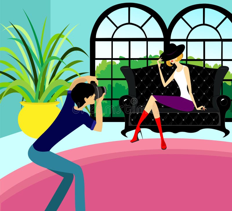 Photographer and model stock vector. Illustration of female - 118764427