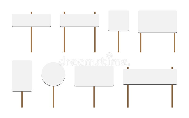 Vector Illustration of Picket Sign, Demonstration Banner, Set of ...