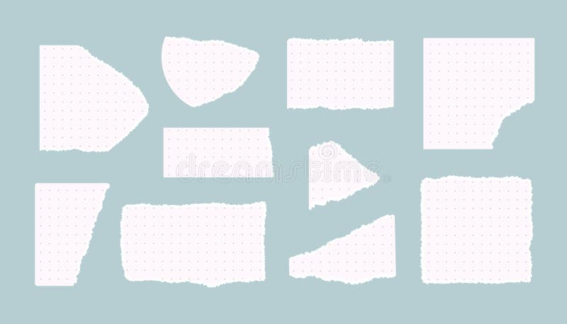Ripped White Lined, Scetchbook, Math Note, Notebook Paper Pieces Vector ...