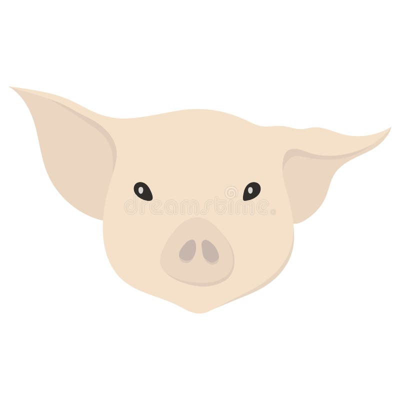 Vector Illustration of a Pig`s Head in Flat Style Stock Illustration ...