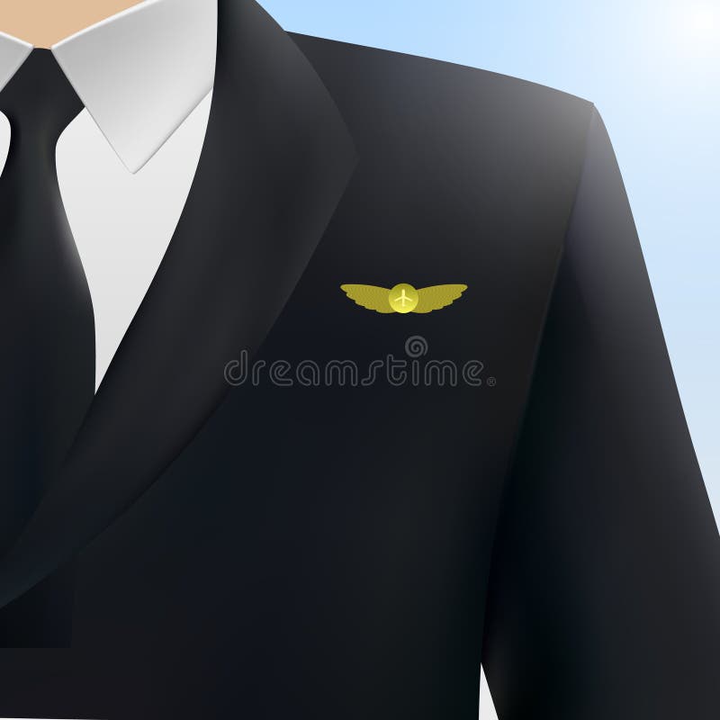 Vector Illustration Pilot, Captain, Aviator Uniform Coat with Golden ...