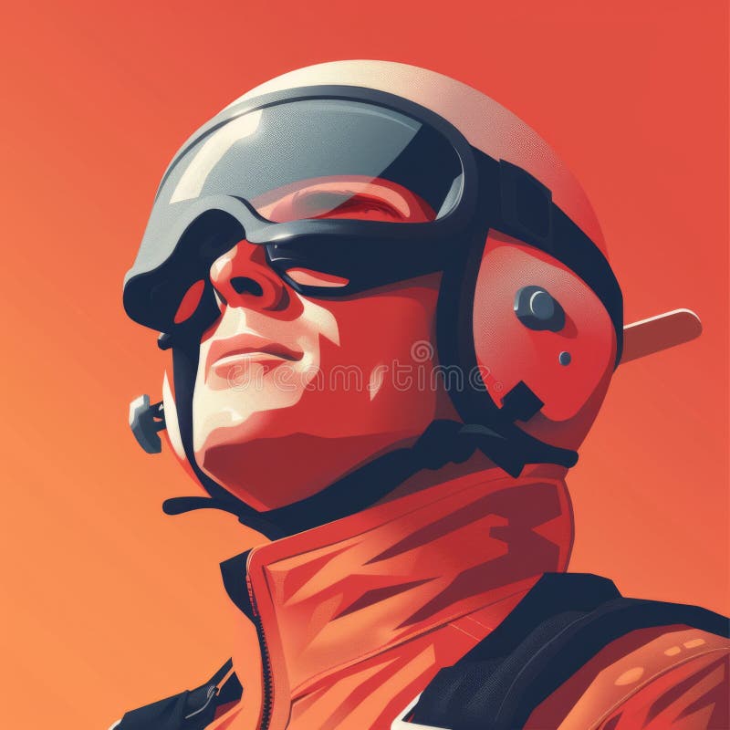 Vector Illustration of a Pilot in Retro Helmet and Goggles, with a ...
