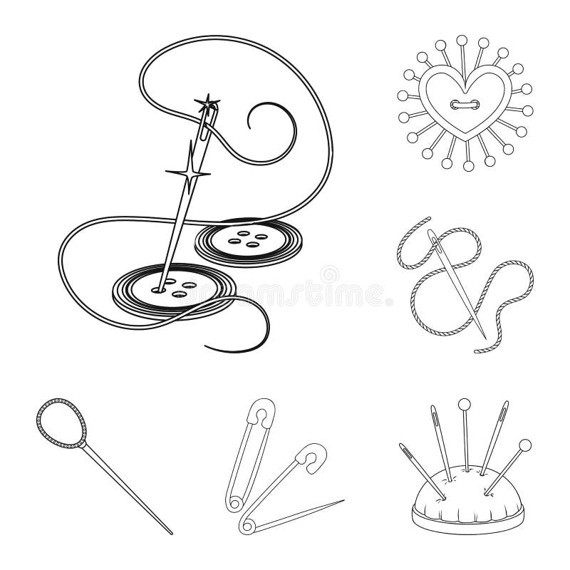 Vector Design Of Pin And Sewing Symbol Set Of Pin And Sketch Vector Icon For Stock Stock