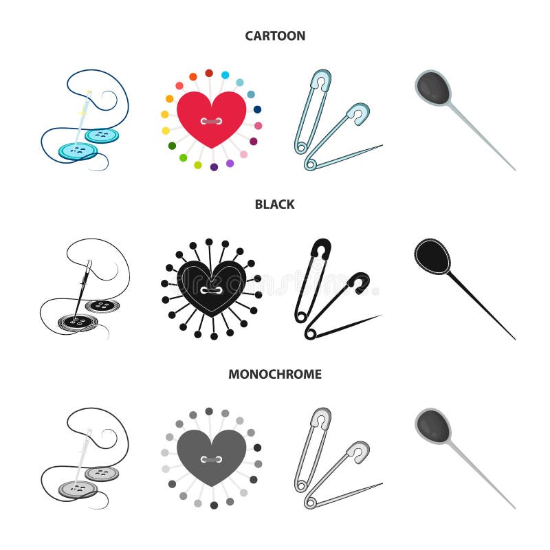 Vector Design Of Pin And Sewing Icon Collection Of Pin And Sketch Stock Vector Illustration