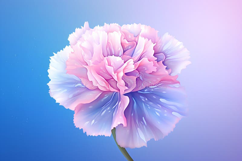 Vector Illustration of a Pink and Blue Carnation on a Blue Background ...