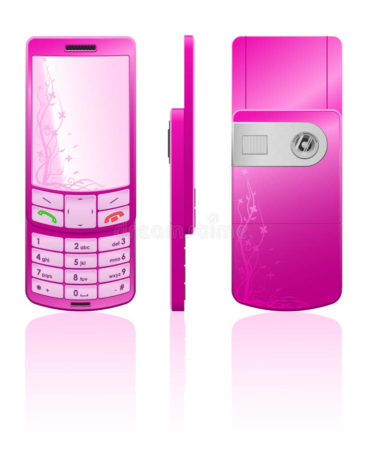 Vector Illustration of a Pink Cellphone Stock Vector - Illustration of ...