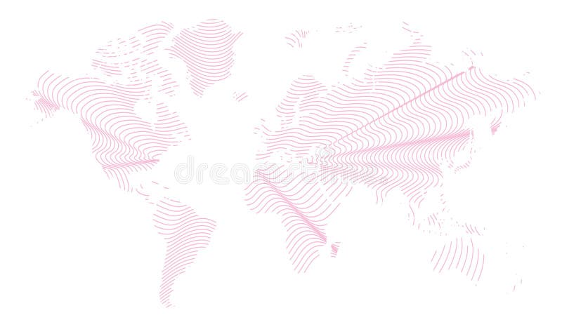 Vector Illustration of Pink Colored Striped World Map Stock Vector ...