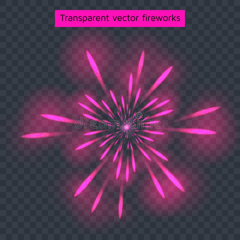 Vector Illustration of Pink Fireworks, Transparent Light Effect, Stock ...