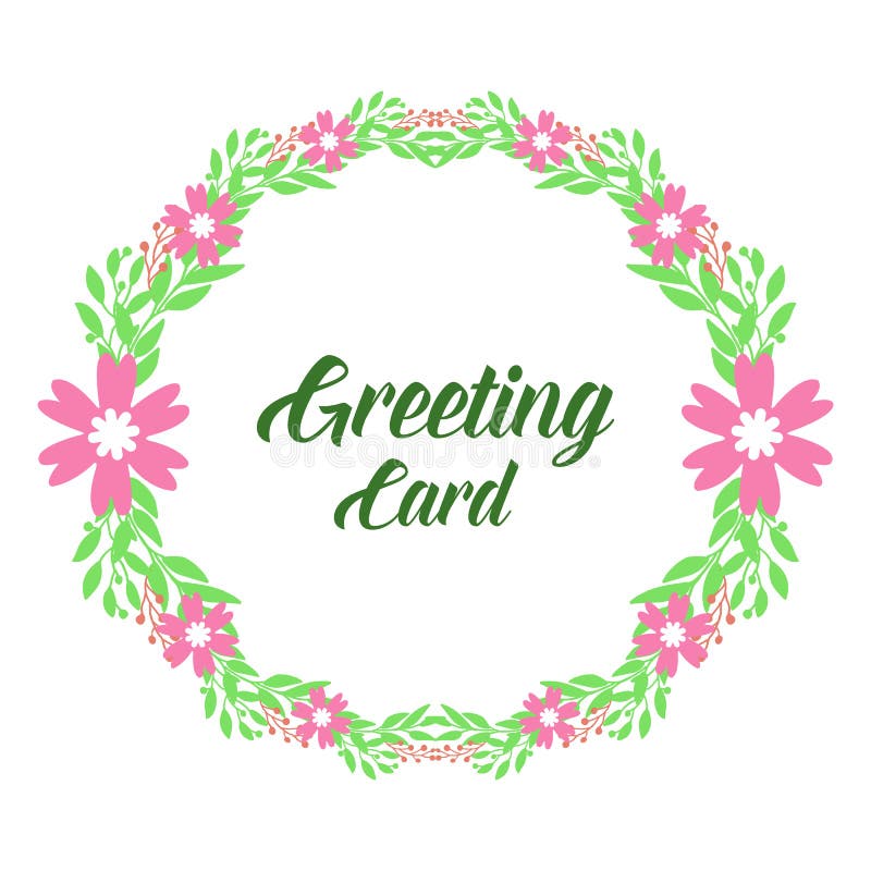 Vector Illustration Pink Flower Frame with Green Leaves for Write ...