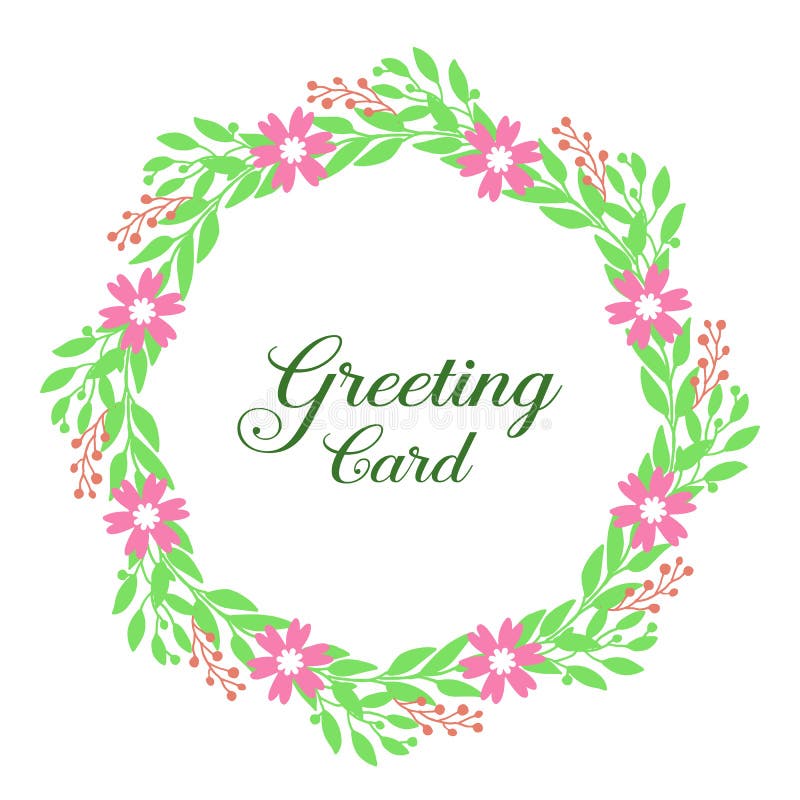 Vector Illustration Pink Flower Frame with Green Leaves for Write ...