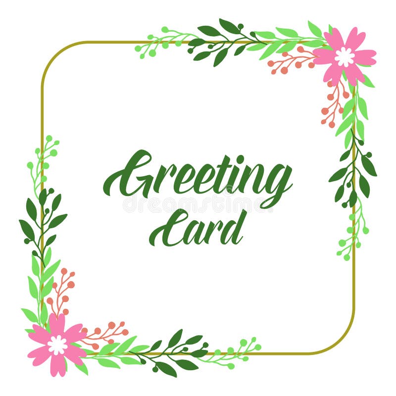 Vector Illustration Pink Flower Frame with Green Leaves for Write ...