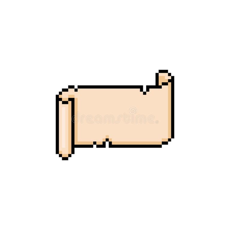Vector Illustration of Pixel Old, Empty Scroll. 8 Bit Game Interface ...