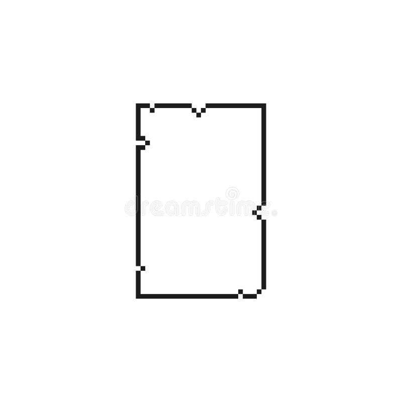 Vector Illustration of Pixel Sketch of Torn Old Open Scroll, Vertical ...