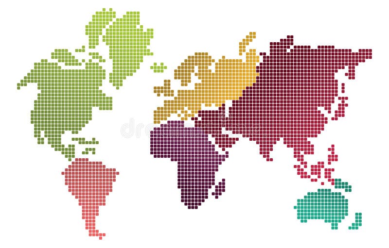 World pixel map stock vector. Illustration of white, graphic - 5350195