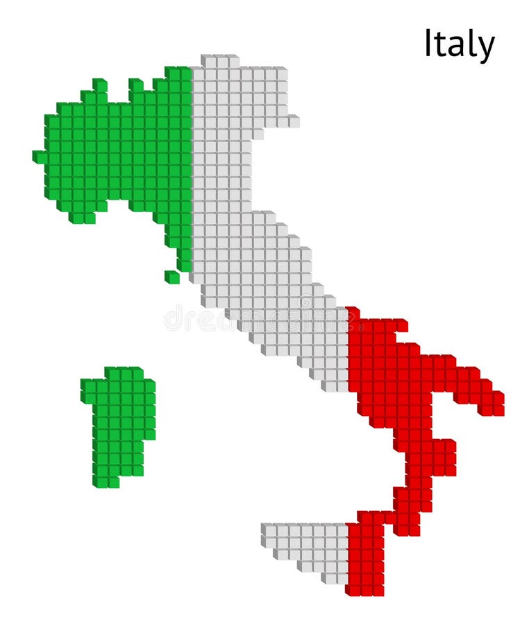 Vector Illustration Pixelated Geographical Map of Italy Stock Vector ...