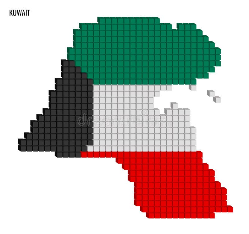 Vector Illustration Pixelated Geographical Map of Kuwait Stock Vector ...