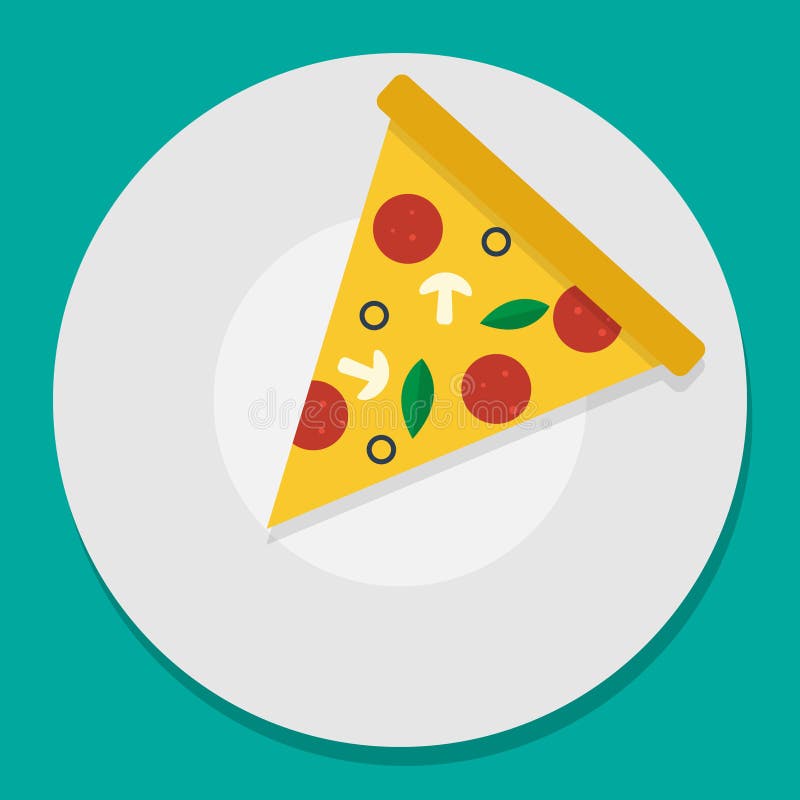 Vector Illustration Pizza on Plate Stock Vector - Illustration of plate ...