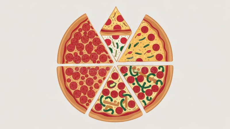 Vector Illustration of a Pizza Slice Composition with Multiple Types of ...