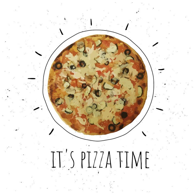 Vector Illustration with Pizza. Pizza Time Stock Vector - Illustration ...