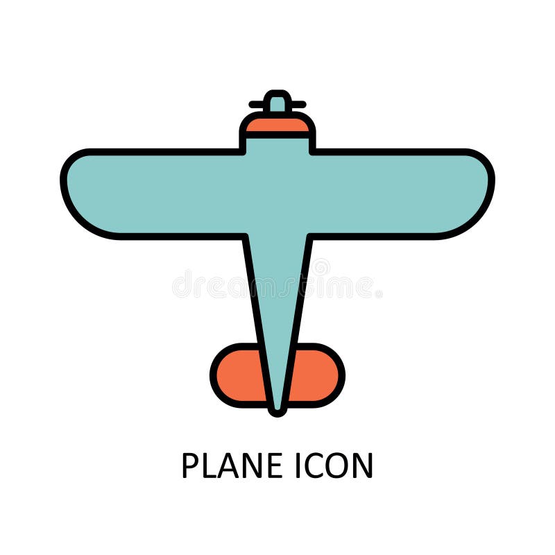 Vector Illustration with Plane Icon. Linear Drawing Stock Vector ...