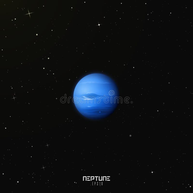 Vector Illustration with Planet Neptune in Outer Space Stock Vector ...