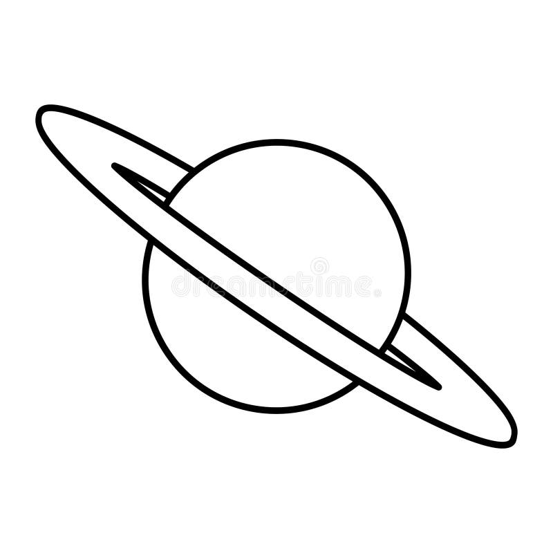 Planet with Ring in Outline Style Stock Illustration - Illustration of ...