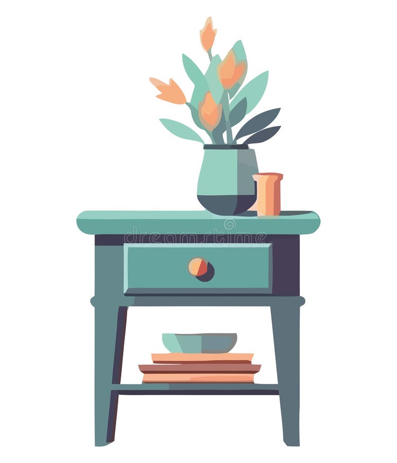 Vector Illustration of Plant on Wooden Table Stock Vector ...