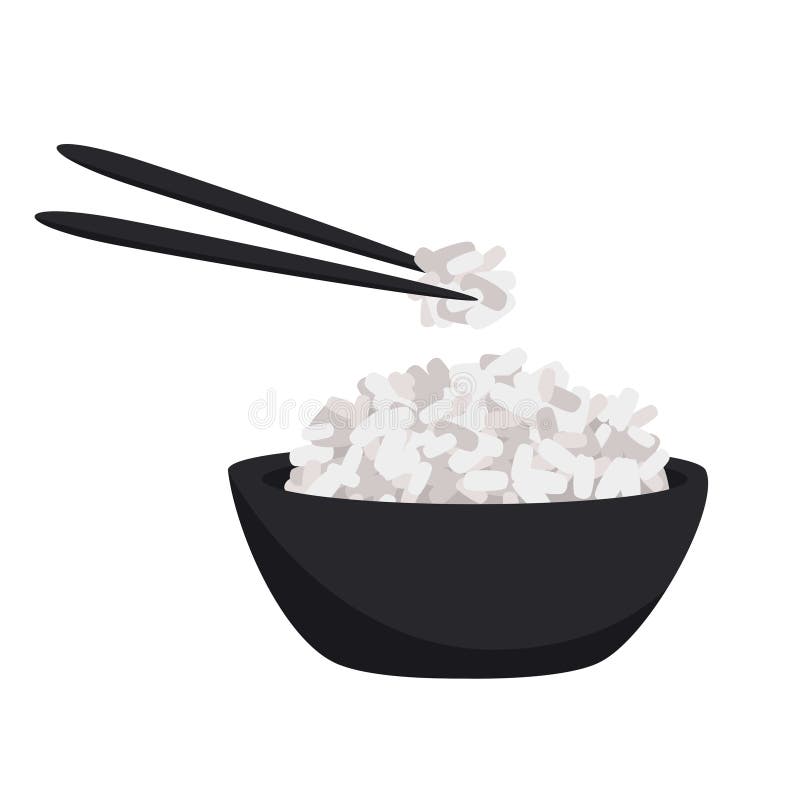 Vector Illustration of a Plate with Rice Stock Vector - Illustration of ...