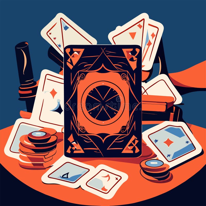 Vector Illustration of a Poker Table with Cards, Chips and Dice. AI ...