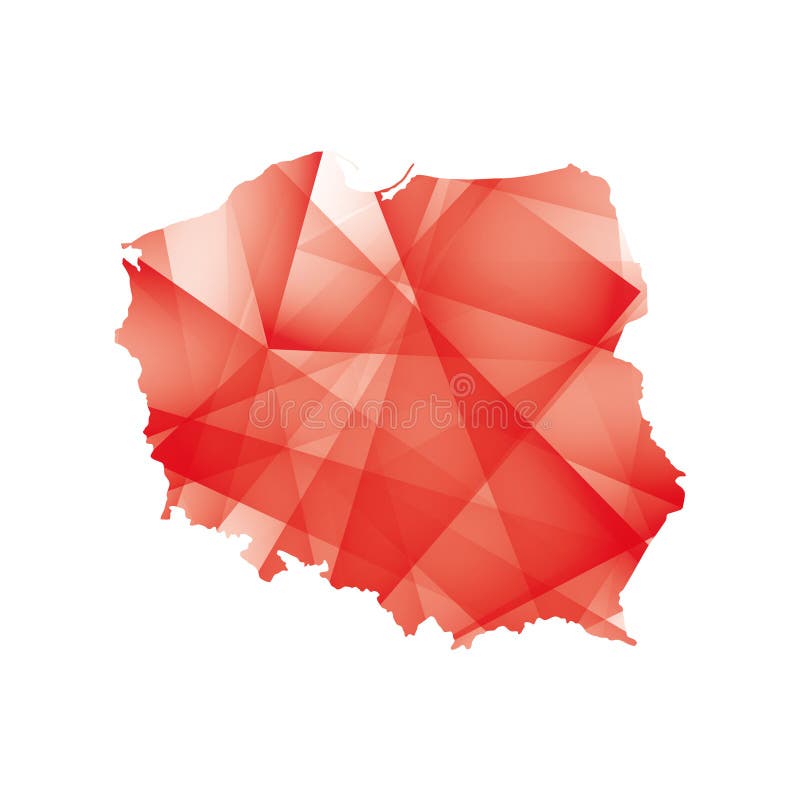 Vector Illustration of Poland Map with Red Colored Geometric Shapes ...