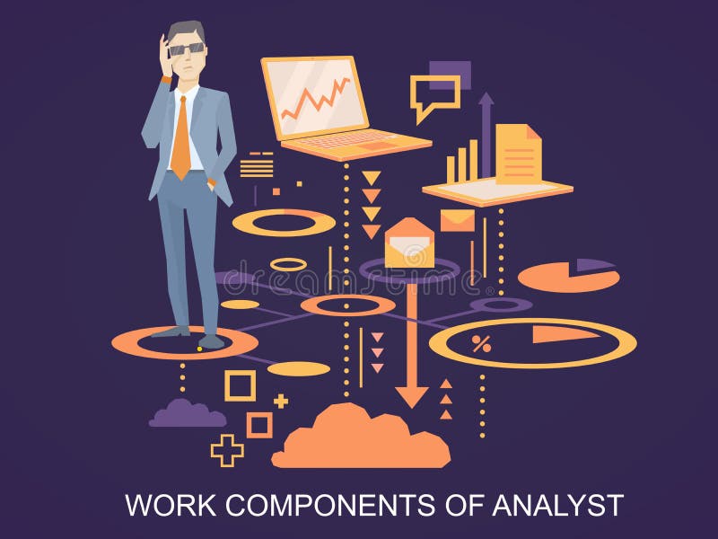 Vector Illustration of a Portrait of Analyst Man in a Jacket Han Stock ...