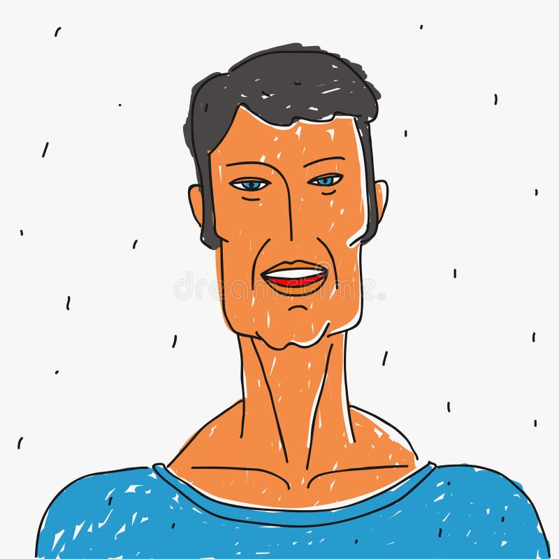Vector Illustration Portrait Doodle Man Stock Illustration ...