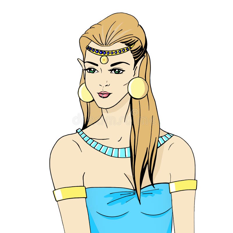 Elven Princess in Purple Dress, Side View Stock Illustration ...