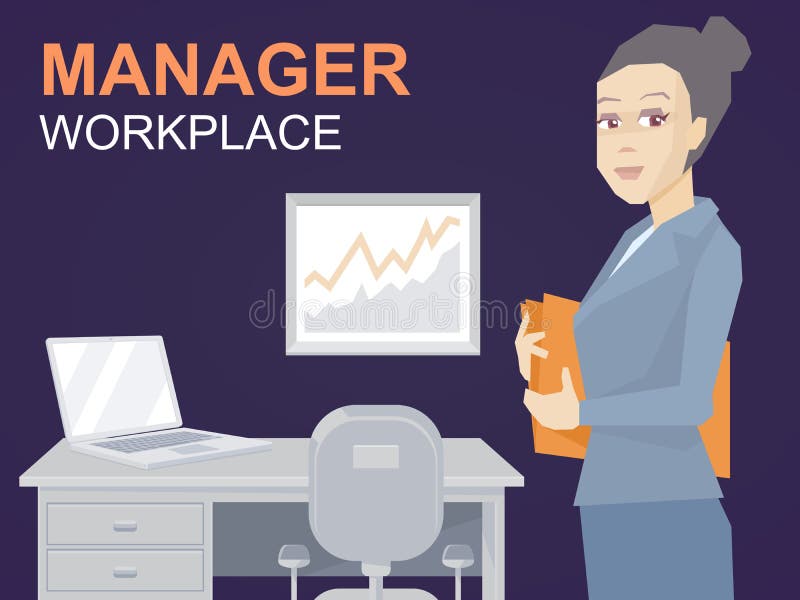 Vector Illustration Portrait of a Woman Manager Keeps a Folder W Stock ...