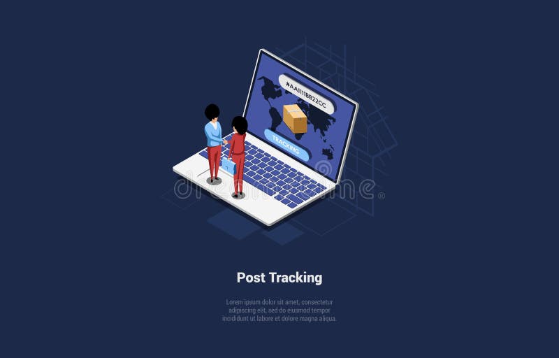 Vector Illustration on Post Office Tracking Service and Vehicles ...