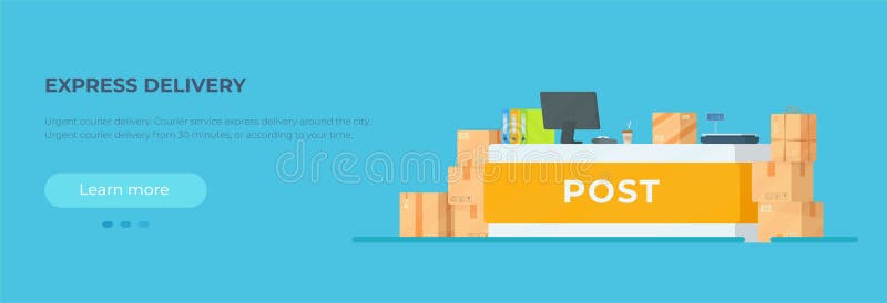 Express Parcel Delivery. Parcel, Cash Register, Post Office. Stock ...
