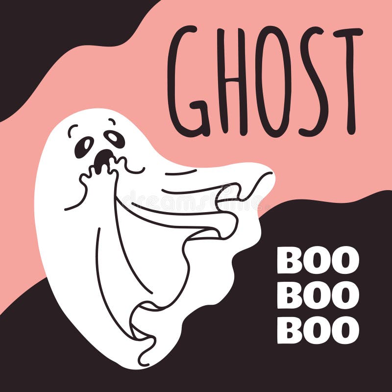 Vector Illustration of a Poster Featuring a Ghost with a Scared ...