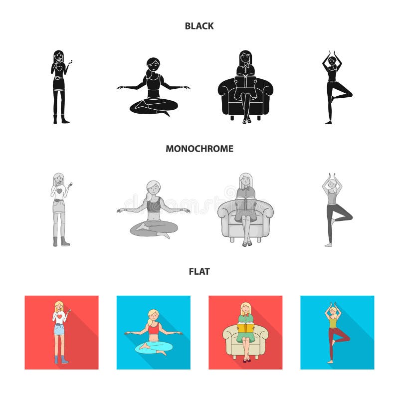 Vector Design of Posture and Mood Logo. Set of Posture and Female Stock ...