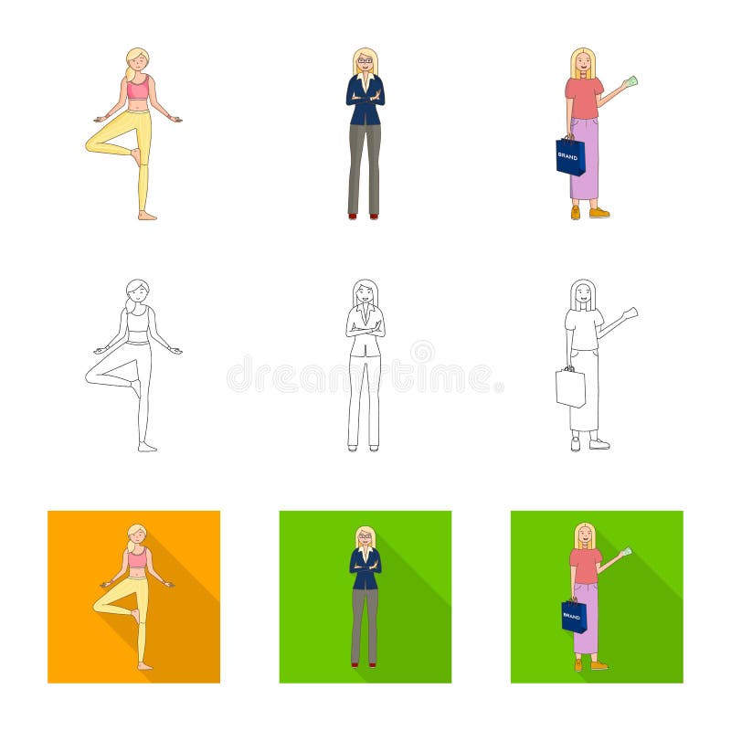 Vector Design of Posture and Mood Symbol. Set of Posture and Female ...