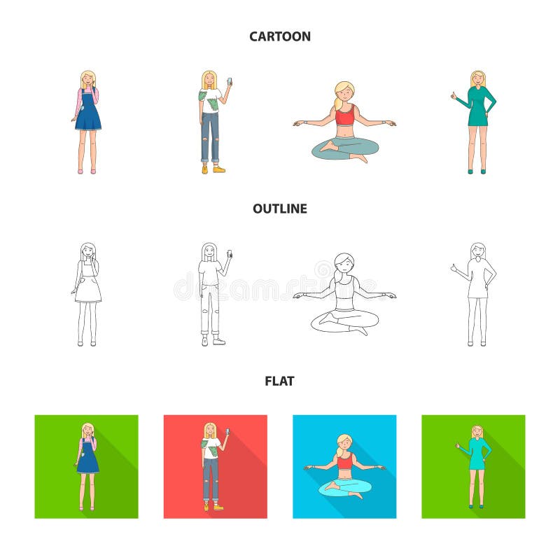 Vector Design of Posture and Mood Symbol. Set of Posture and Female ...