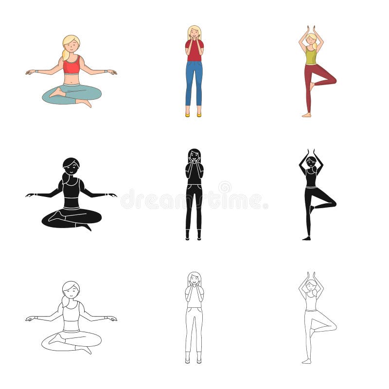 Vector Design of Posture and Mood Symbol. Set of Posture and Female ...