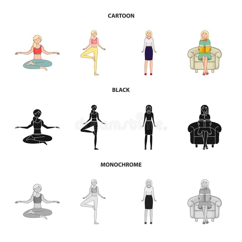 Vector Design of Posture and Mood Symbol. Set of Posture and Female ...