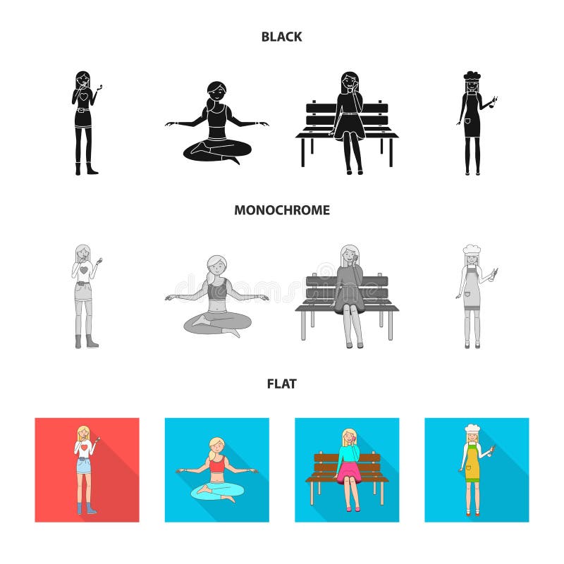 Vector Design of Posture and Mood Symbol. Set of Posture and Female ...